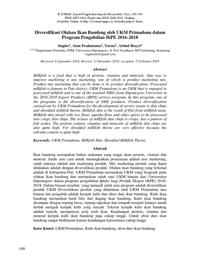 Diversifikasi Olahan Ikan Bandeng Oleh UKM Primado | PDF