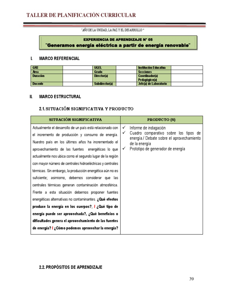Modelo Desarrollado Experiencia De Aprendizaje Cyt 2023 Pdf