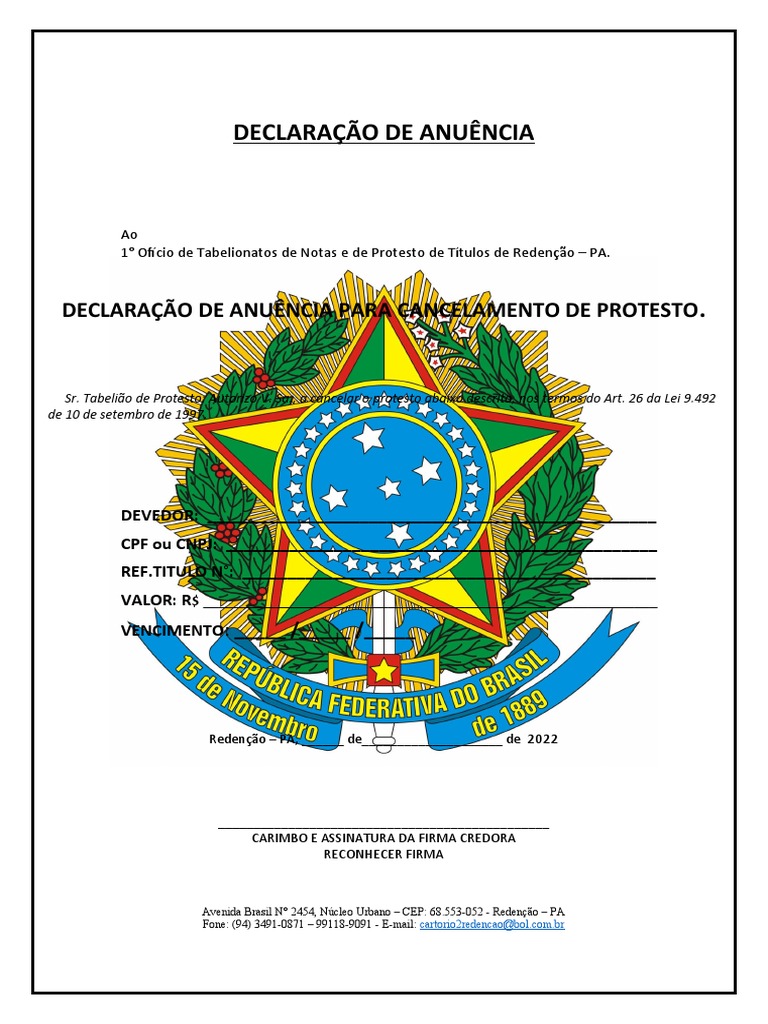 MODELO CARTA ANUÊNCIA | PDF