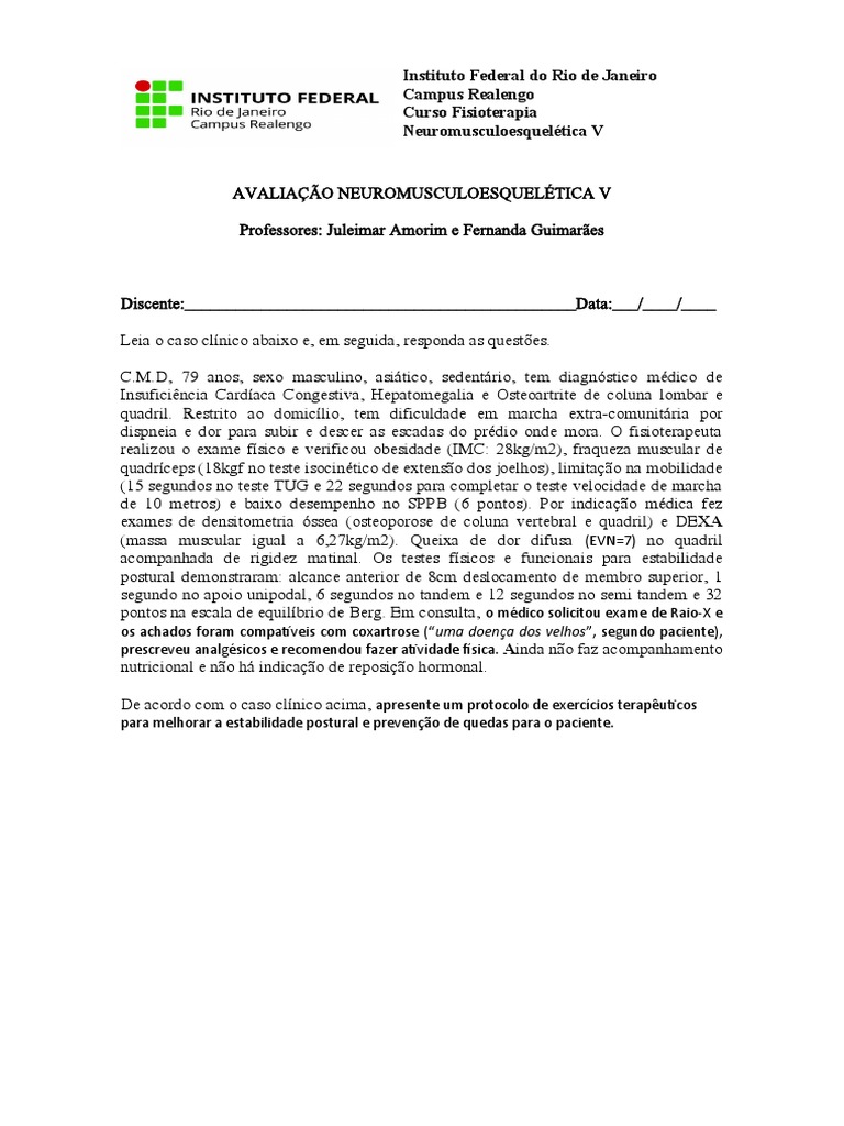 Caso Clínico Instabilidade Postural | PDF