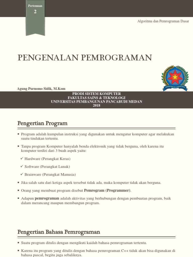 Pertemuan 2 - Pengenalan Pemrograman-1 | PDF