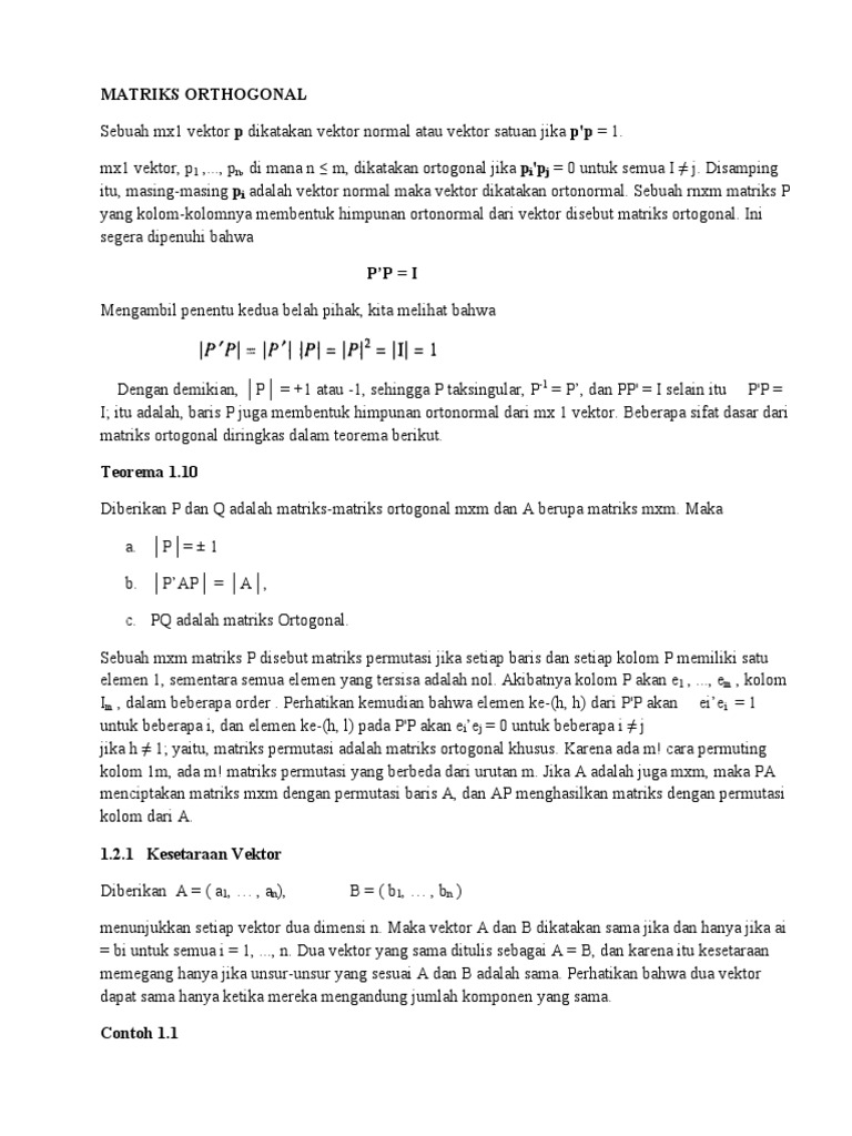 Matriks Orthogonal | PDF