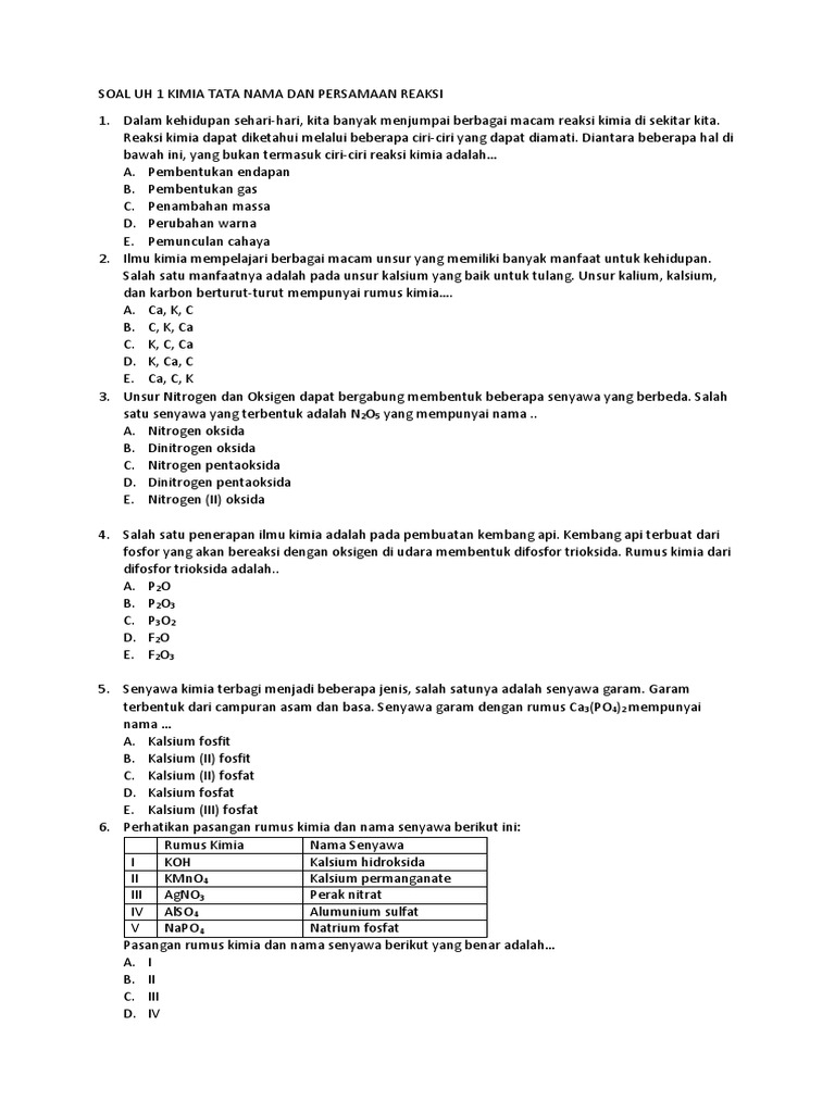 Soal Uh 1 Kimia X SMT 2 | PDF | Metode & Bahan Ajar