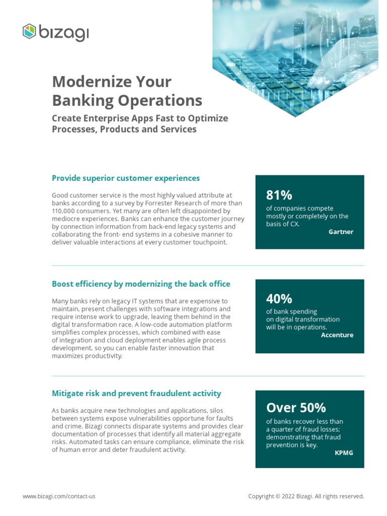 Bizagi For Banking - Solution Brief | PDF Bizagi For Banking - Solution Brief | PDF