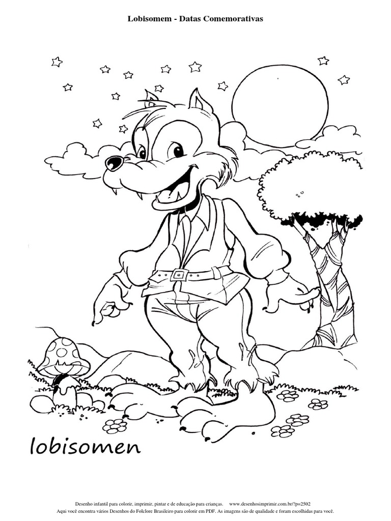 Desenhos Do Folclore Brasileiro para Colorir Lobisomem | PDF | Artes ...