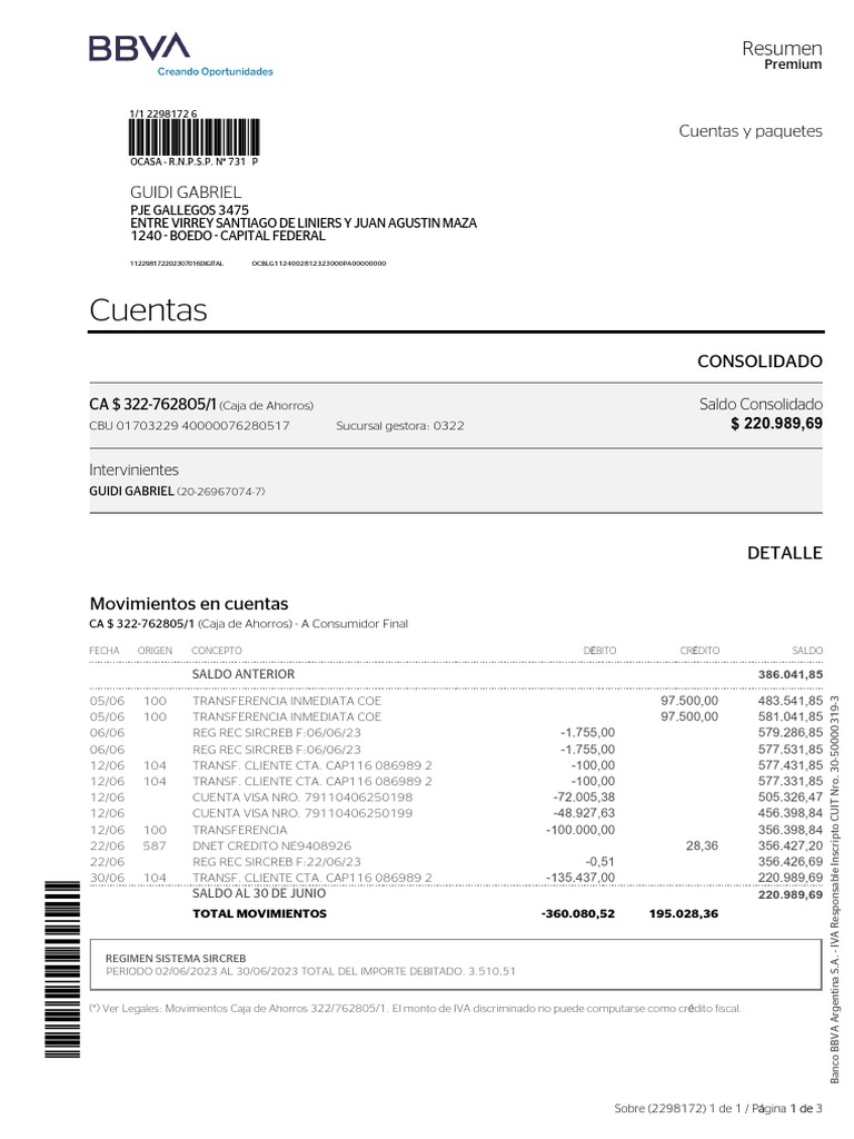 Bbva Arg | PDF | Bancos | Bancario