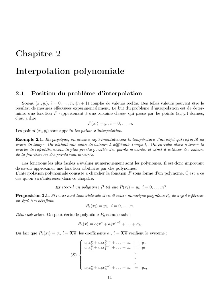 Chap2 Interpolation Polynomiale | PDF