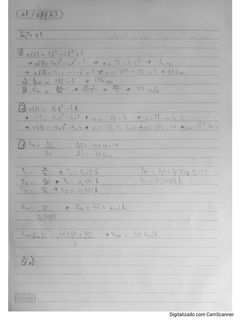 Exercícios Resolvido - 01 Física | PDF Exercícios Resolvido - 01 Física | PDF