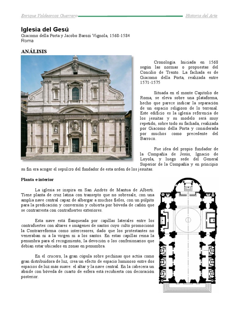 Il Gesu en Roma, de Giacomo Della Porta y Vignola 2 | PDF | Iglesia (edificio) | Diseño ...