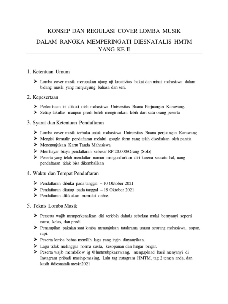 ,,konsep Dan Regulasi Lomba Musik | PDF | Griya & Taman | Seni