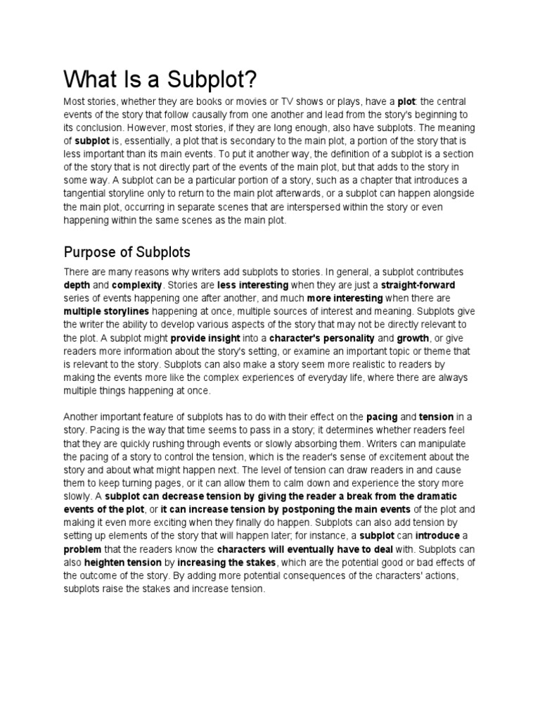 How To Add Subplots To Your Story | PDF