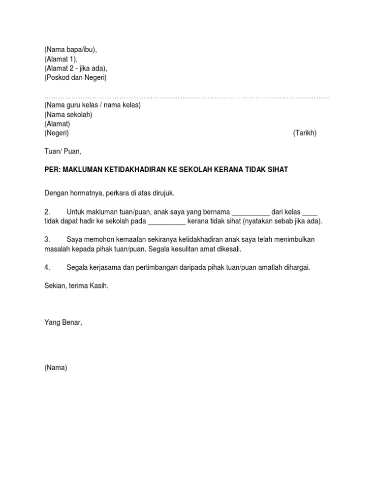Template Surat Cuti Sakit | PDF
