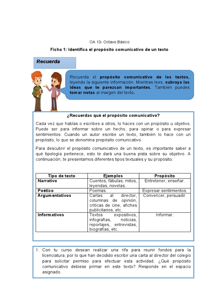 Identificación del Propósito Comunicativo | PDF
