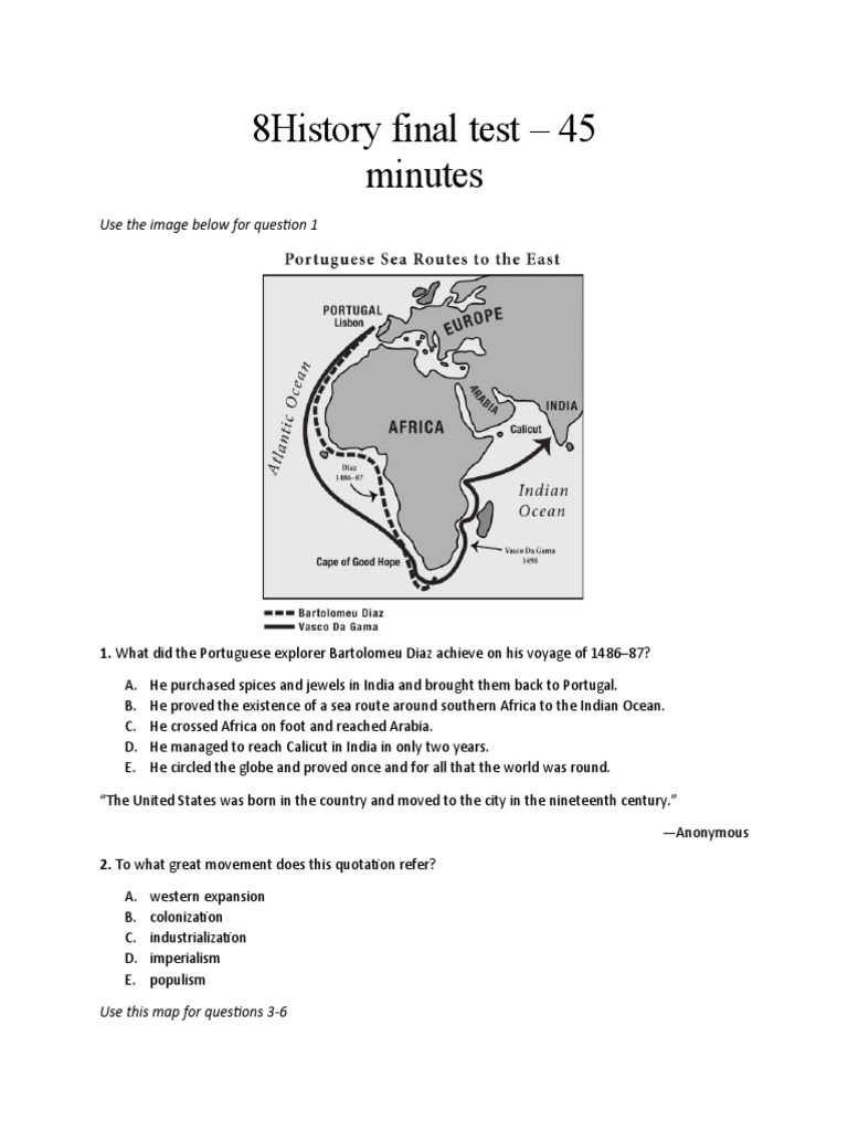 Final Test History 31 Questions | PDF