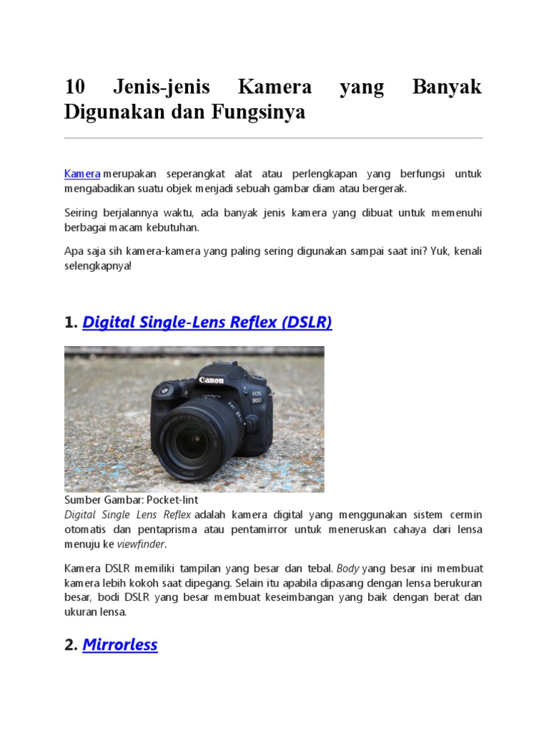 10 Jenis Kamera | PDF