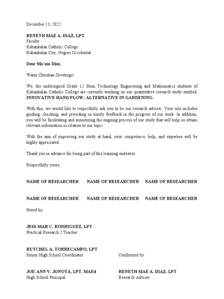 Letter To Adviser | PDF