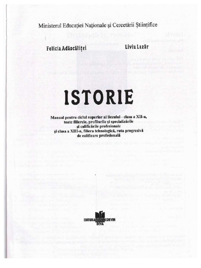 PDF Manual Istorie Clasa A Xii A Editura Corvinpdf - Compress | PDF