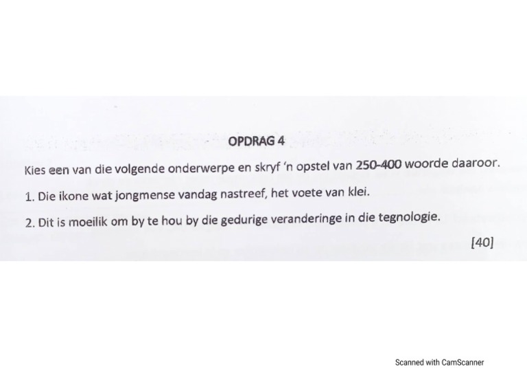 Cambridge AS Afrikaans - Opdrag 4 | PDF