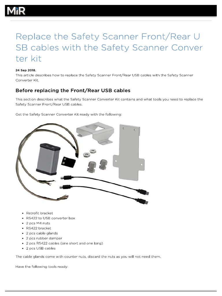 Replace The Safety Scanner FrontRear USB Cables With The Safety Scanner ...