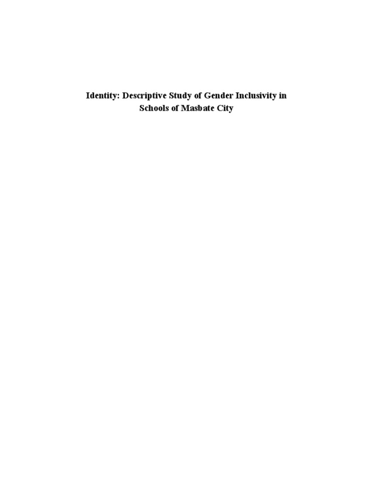 Identity - Descriptive Study of Gender Inclusivity in Schools of ...