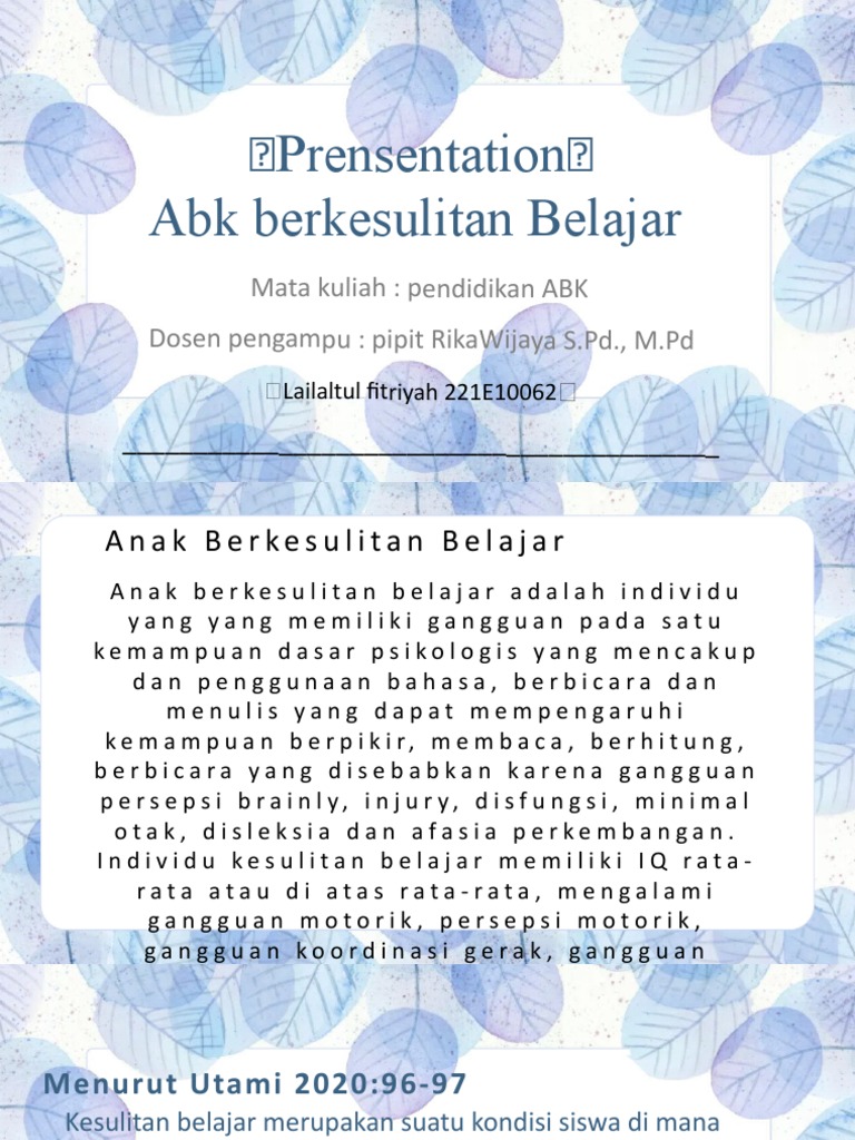 Abk Berkesulitan Belajar | PDF