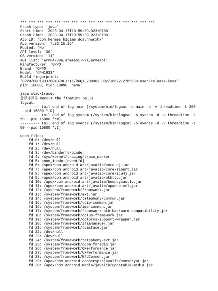 Java Crash Report for OPPO Device | PDF | Business | Technology & Engineering
