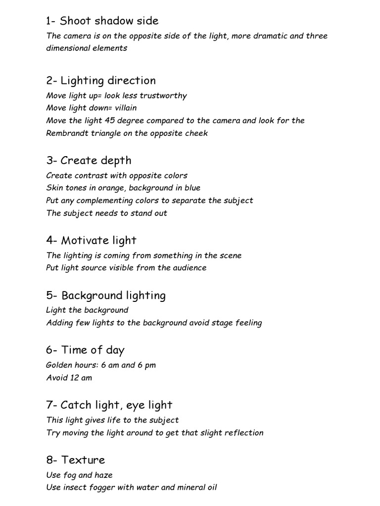 Cinematic Lighting | PDF