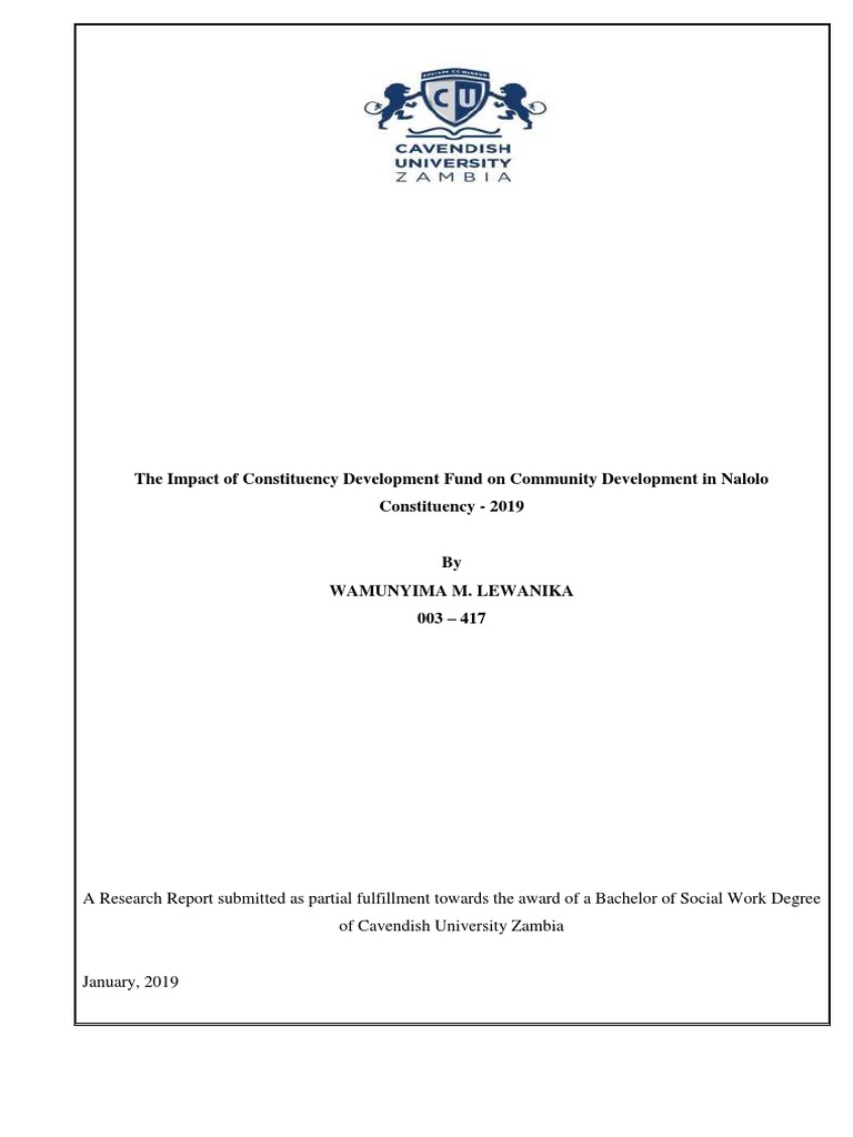 The Impact of Constituency Development Fund On Community Development in ...