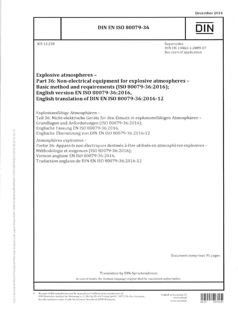 Equipment For Requirements Translation 80079-36:2OI6-L2: Explosive 36 ...