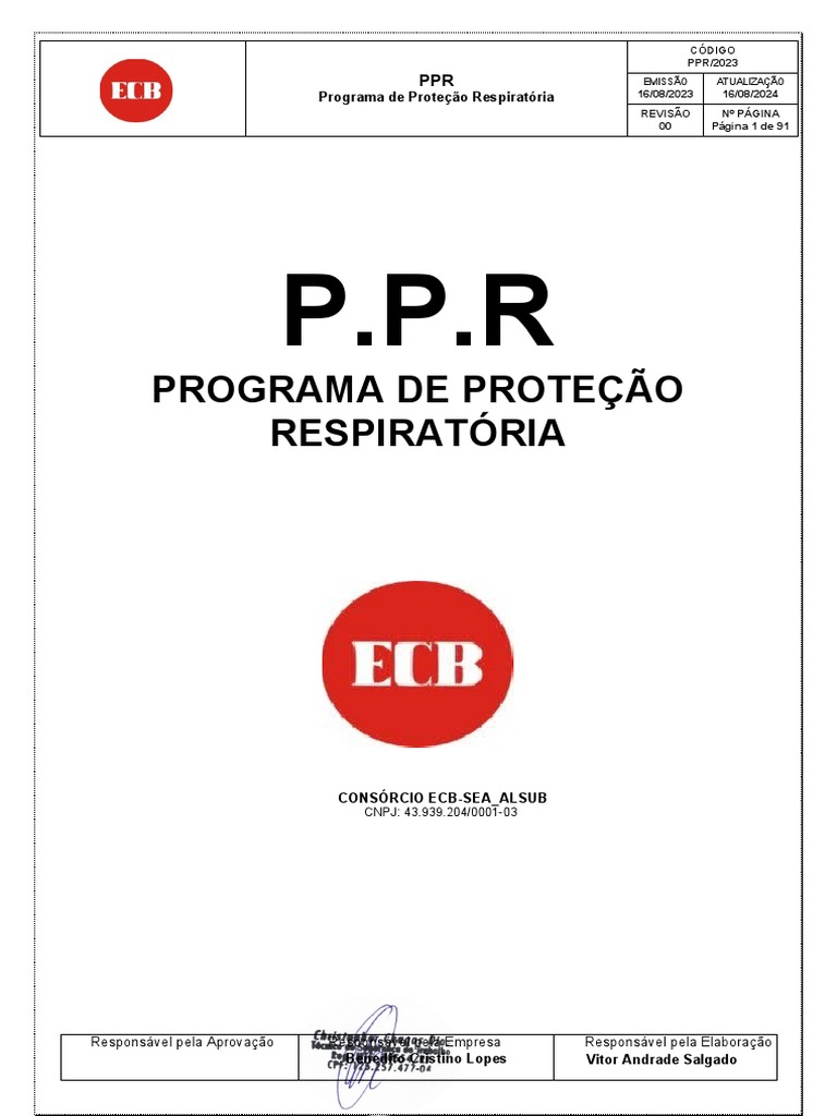 PPR - Programa de Proteção Respitaratória - ECB-SEA 18.08.2023 | PDF ...