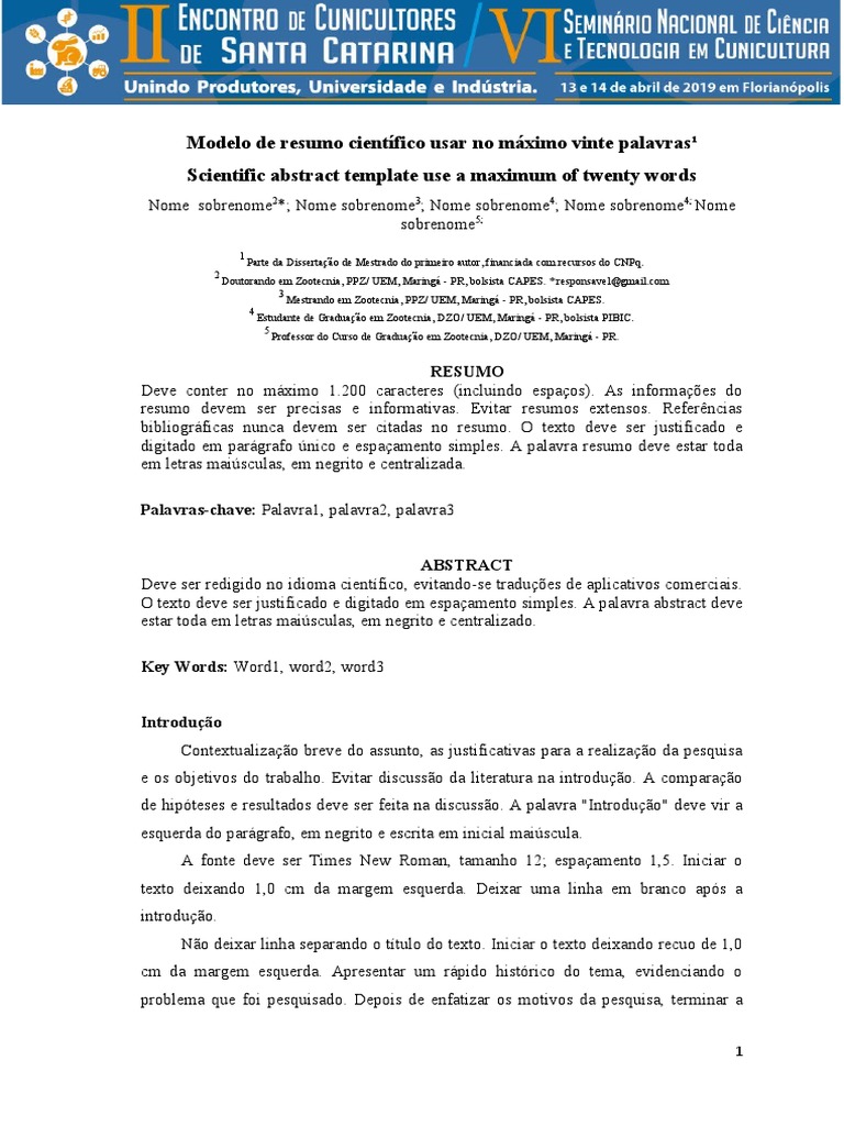 Modelo de Resumo Cientifico | PDF