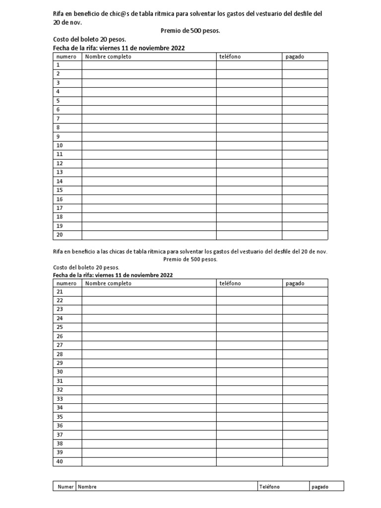 Formato de Boletos para Rifa | PDF