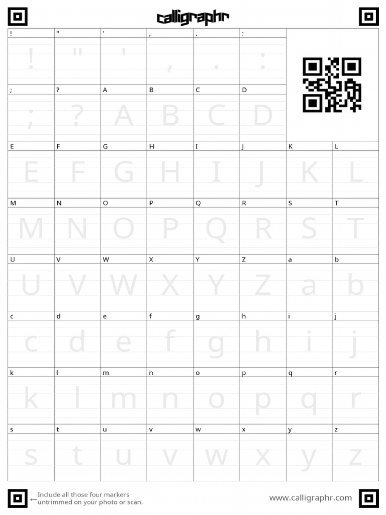 Calligraphr-Template - PNG 1,667×2,367 Pixels | PDF