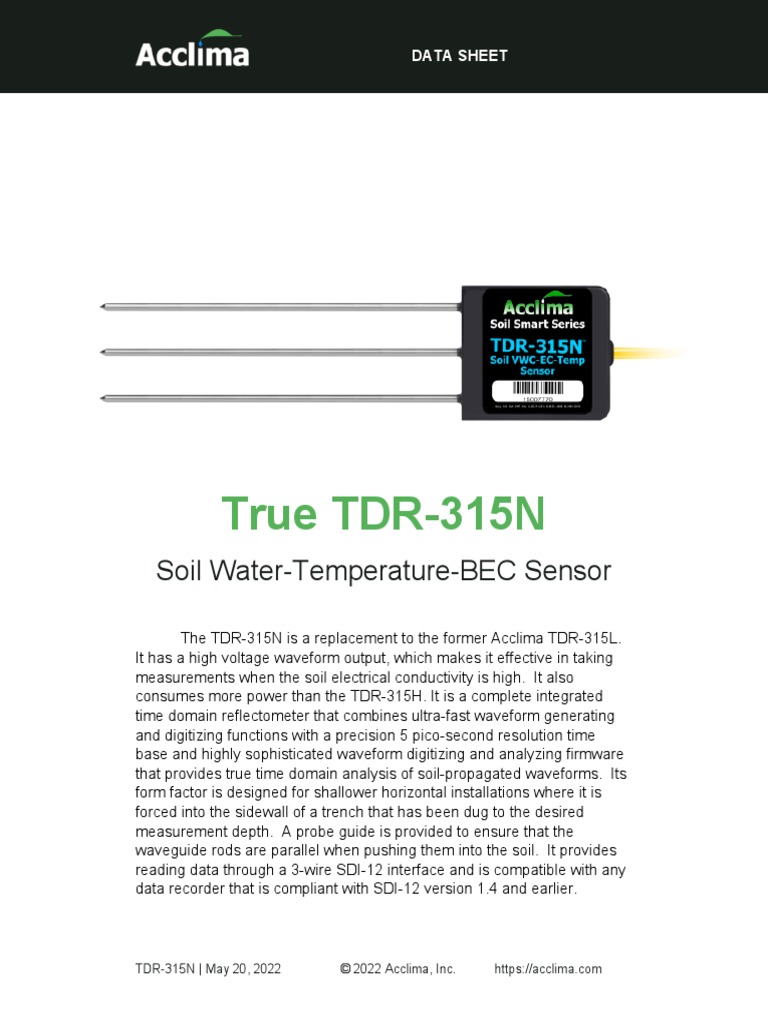 Acclima TDR315N Data Sheet 4 | PDF | Electrostatic Discharge | Physical ...