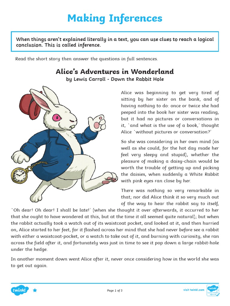 Inference Skills with Alice | PDF