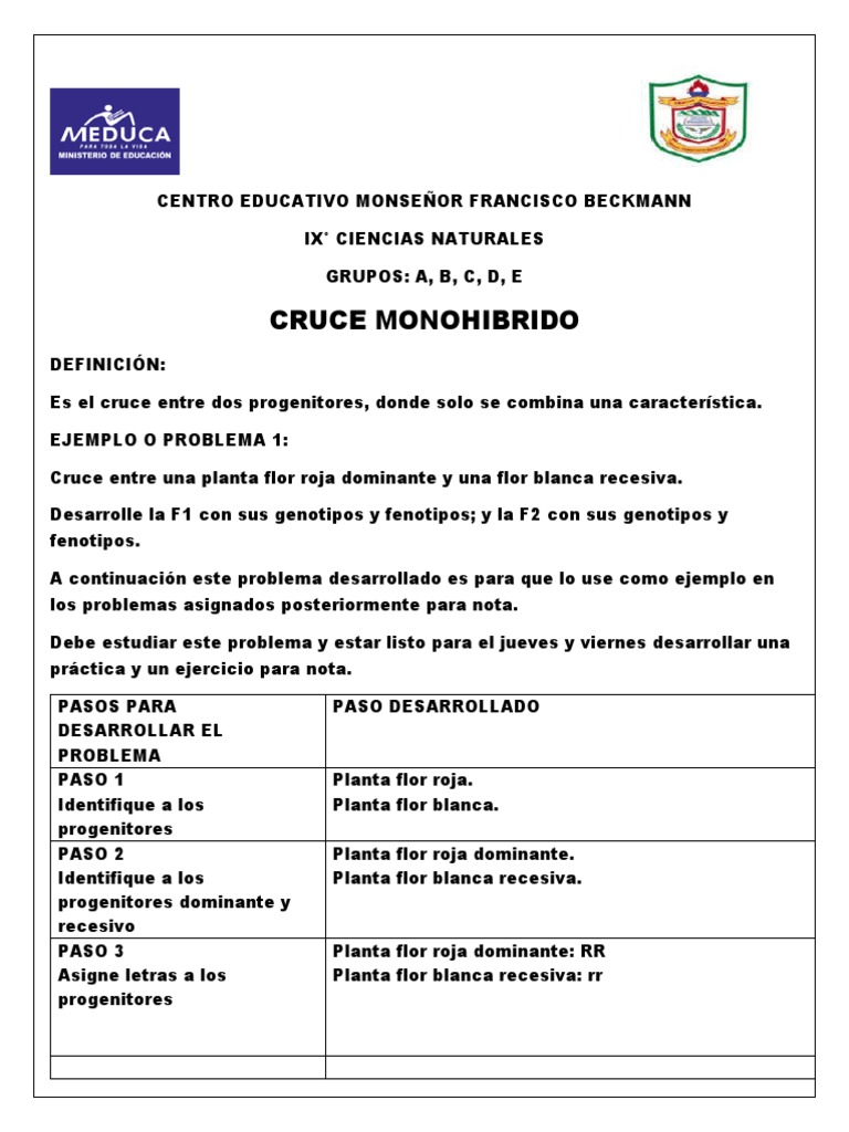 Cruce Monohibrido 2023 | PDF | Artes del Lenguaje y Comunicación