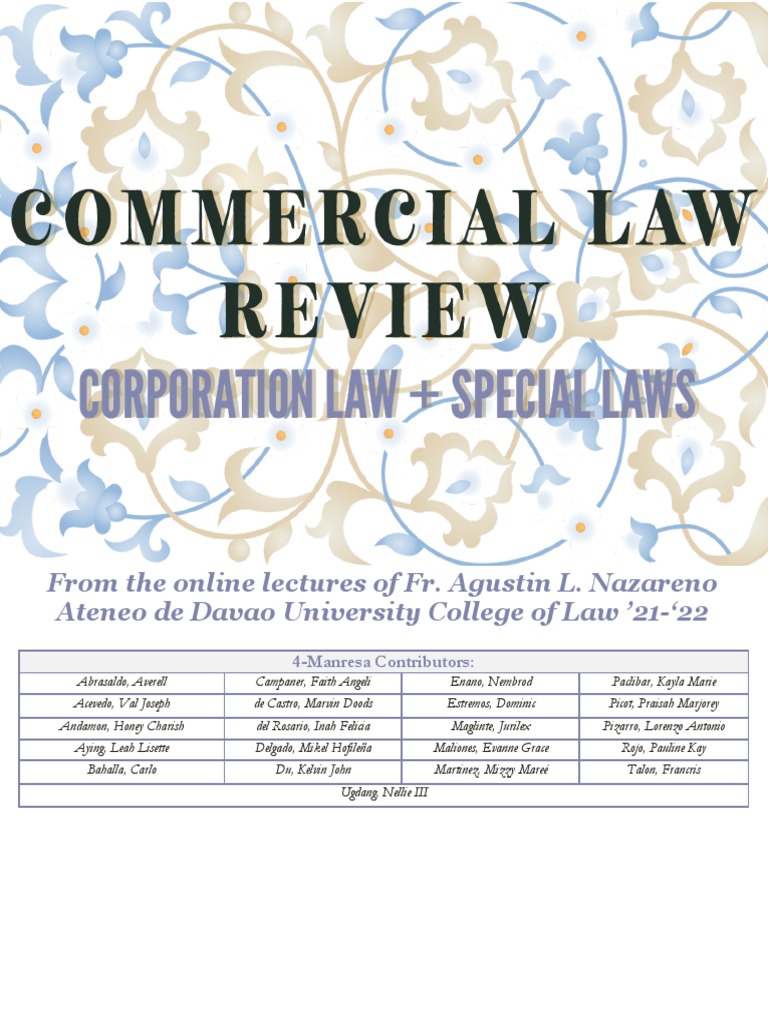 (2021) Corporation Law and Special Laws Review TSN | PDF