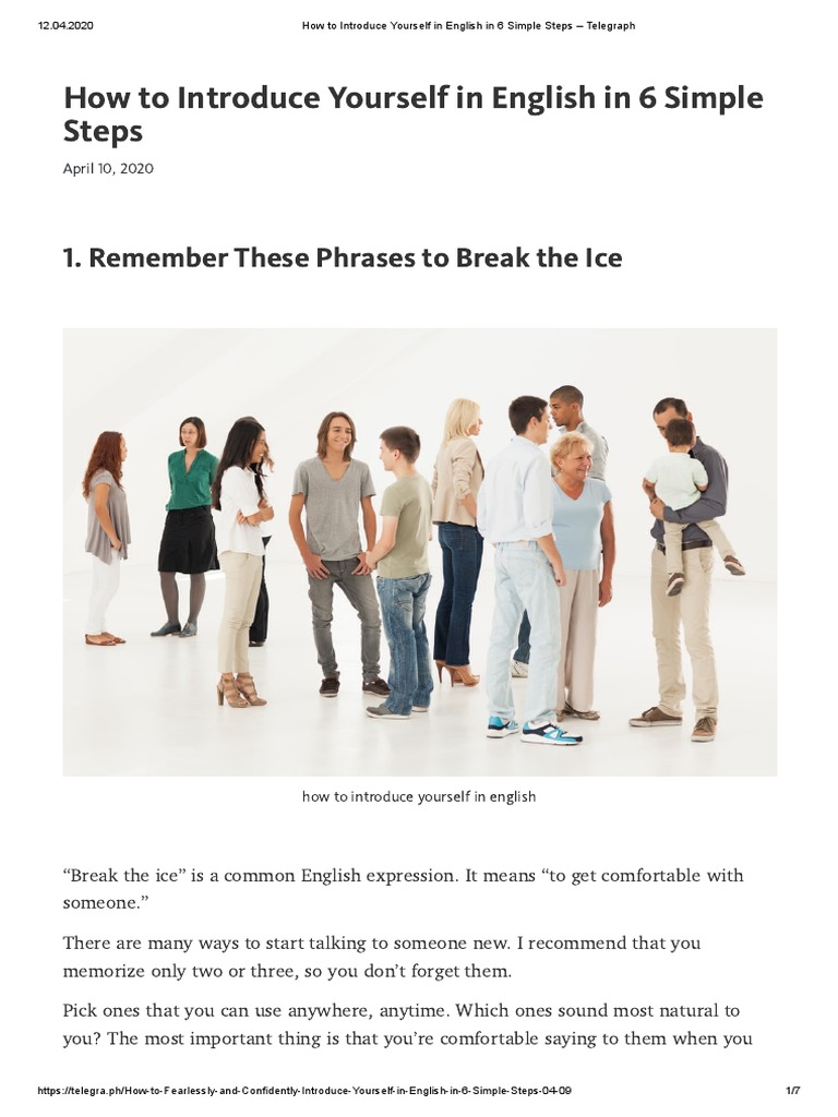 How To Introduce Yourself in English in 6 Simple Steps - Telegraph | PDF