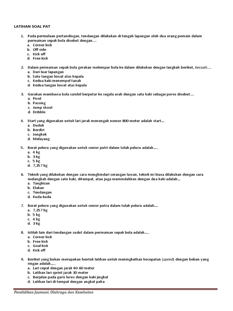 Latihan Soal Pat 2023 | PDF
