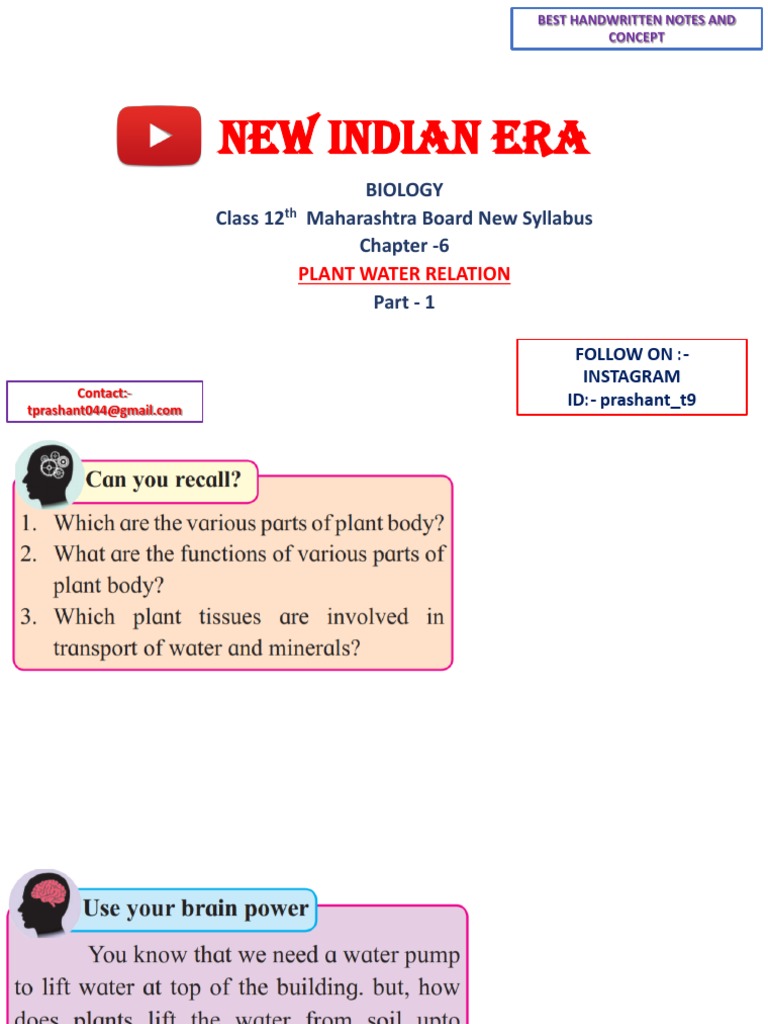 12th Bio ch6 Plant Water Relation | PDF