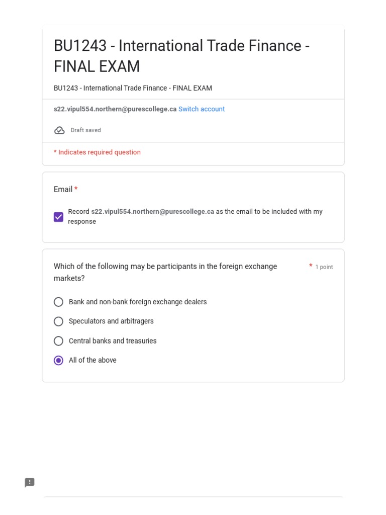 BU1243 - International Trade Finance - FINAL EXAM | PDF BU1243 - International Trade Finance - FINAL EXAM | PDF