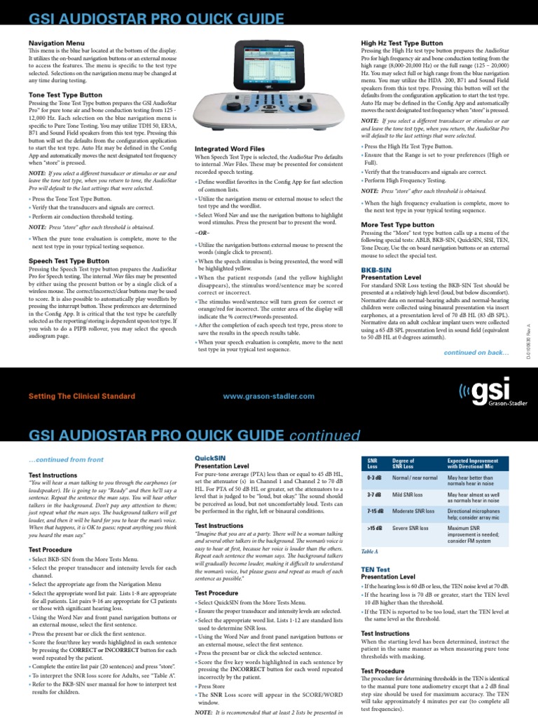 GSI AudioStar Pro Quick Guide | PDF
