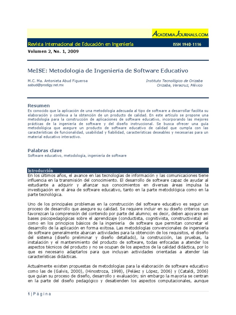 P A G I N A MeISE Metodologia de Ingenie | PDF | Ingeniería Informática ...