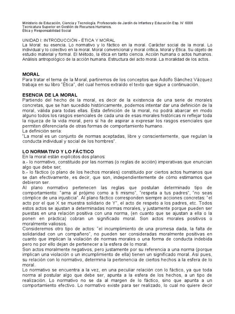 Eje 1 1ra Parte Etica y Responsabilidad Social. Profesorado de Jardin ...