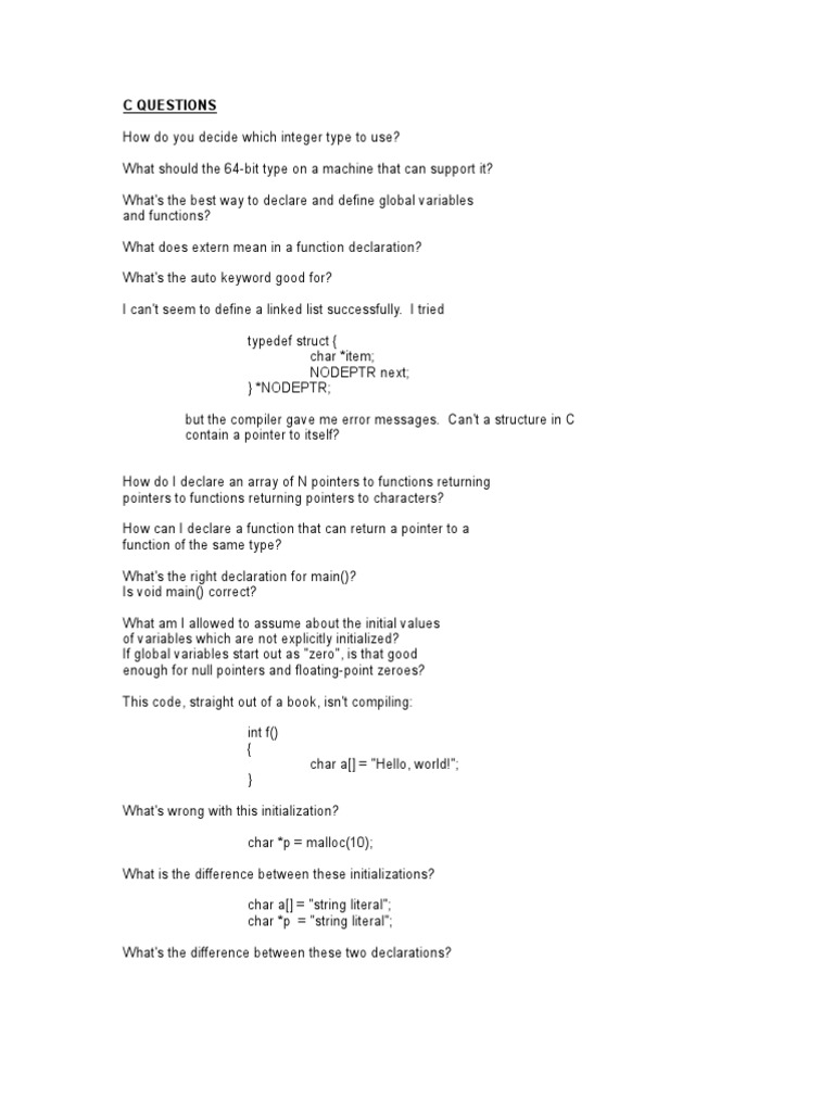 C Questions | PDF | Pointer (Computer Programming) | C (Programming Language)