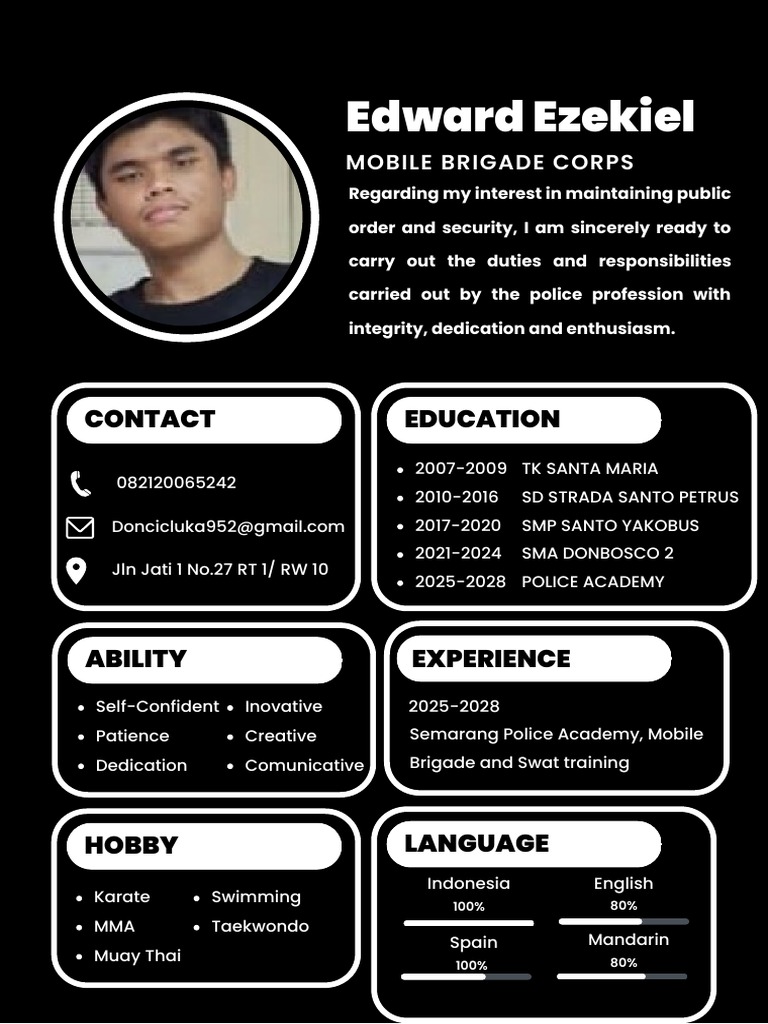 Hitam Putih Profesional Konsep Resume Dokumen A4 | PDF