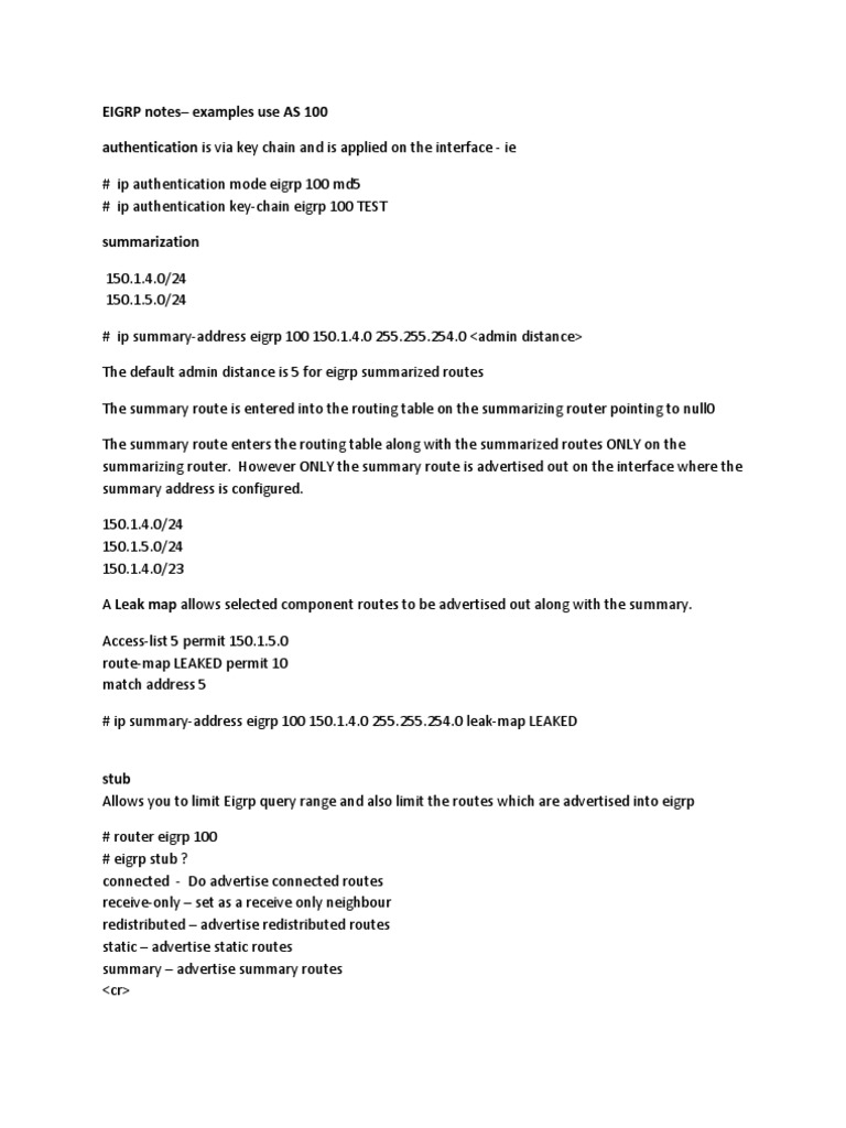 EIGRP Configuration and Optimization Guide | PDF | Computers