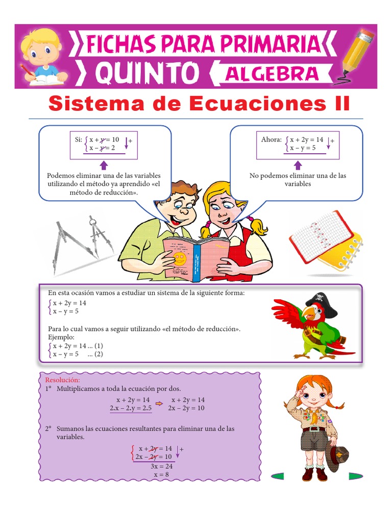 Ejercicios De Sistema De Ecuaciones Para Quinto De Primaria Pdf 0844