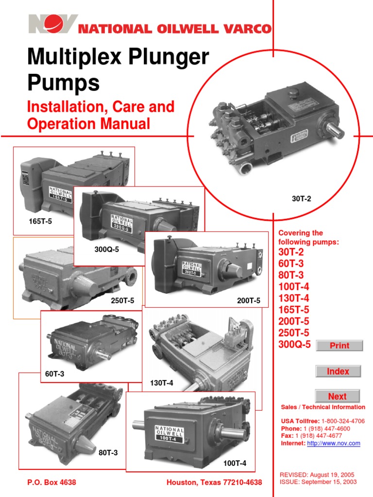 80T3 Multiplex Plunger Pumps Installation Care and Operation Manual ...