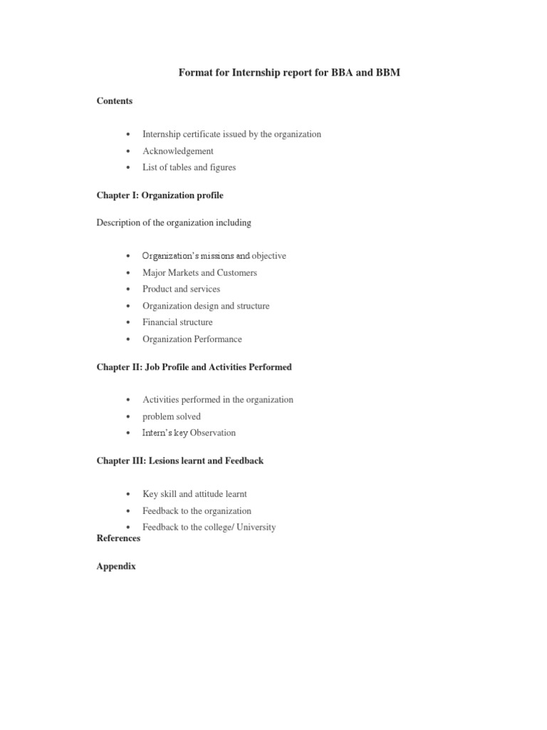 Guidelines Format For Internship Report BBA and BBM 1 | PDF
